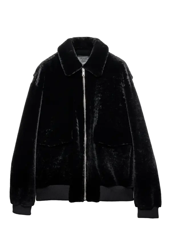 Prada Shearling Bomber Jacket - Black