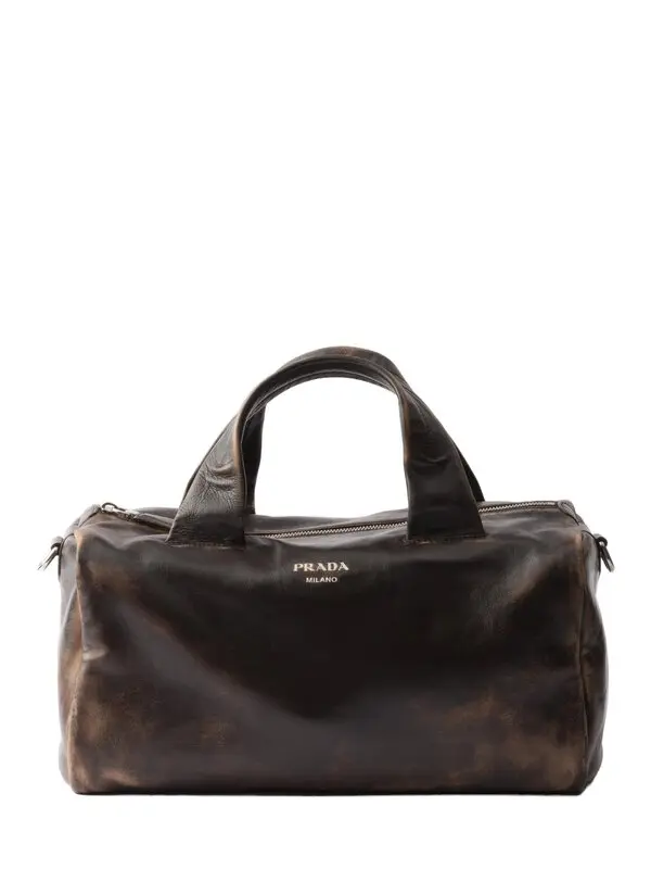 Prada Small Nappa Leather Duffle Bag - Dark Brown