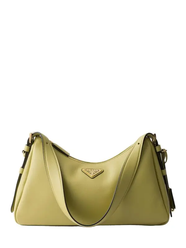 Prada Aimée Medium Leather Shoulder Bag - Green