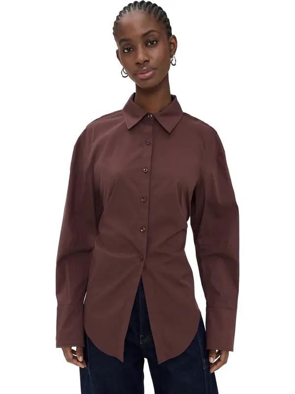 SIMONMILLER Loch Poplin Button-up Shirt - Choco Brown