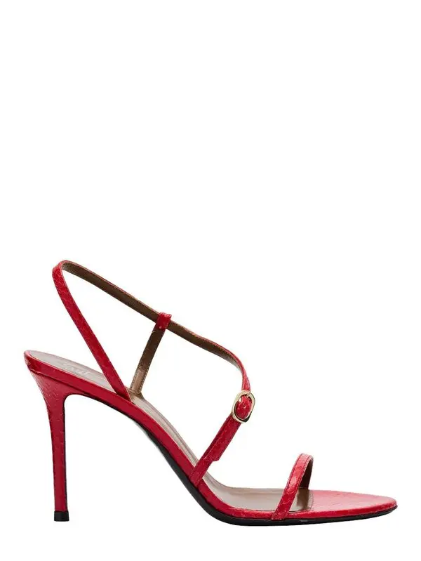 GIUSEPPE ZANOTTI Snakeskin Stiletto Sandals - Red