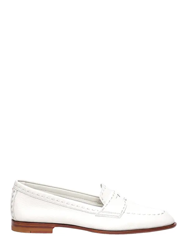 Santoni Marlene Leather Penny Loafers - White