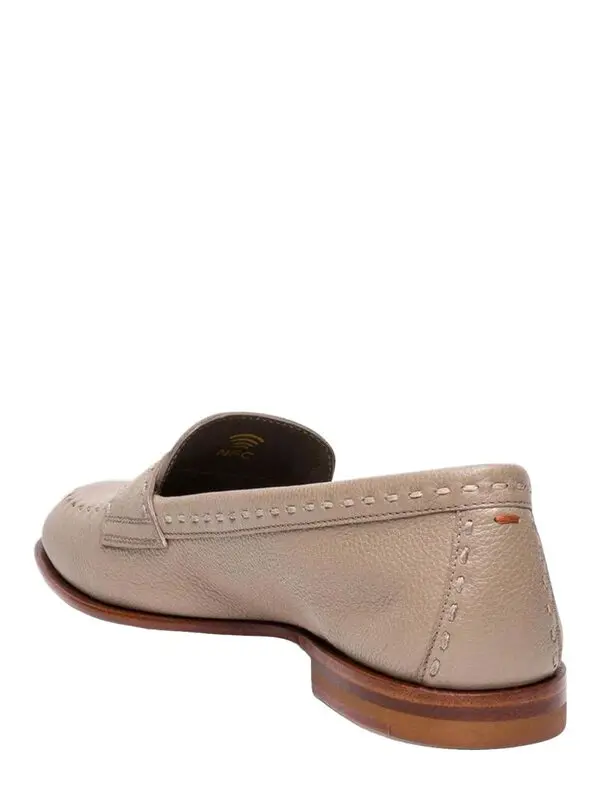 Santoni Marlene Leather Penny Loafers - Beige-e68