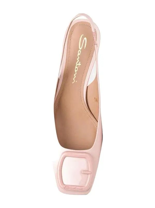 Santoni Leather Buckle Slingback Pumps - Pink