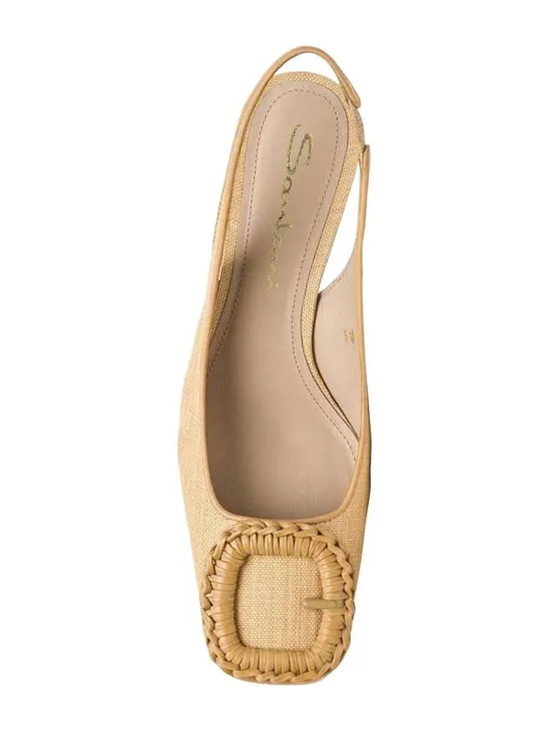 Santoni Raffia Slingback Pumps - Beige