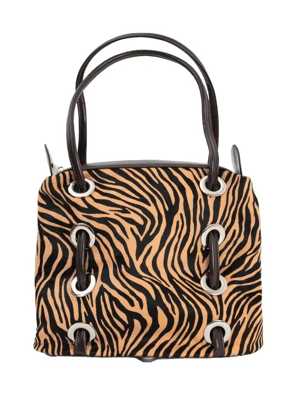Jeffrey Campbell Chessy Convertible Shoulder Bag - Tan Black Zebra