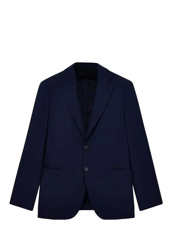 Giorgio Armani Asv Upton Line Single-breasted Jacket In Seersucker Virgin Wool - Blue