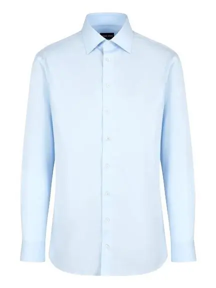 Giorgio Armani Regular-fit Shirt In Luxury Cotton Twill - Blue