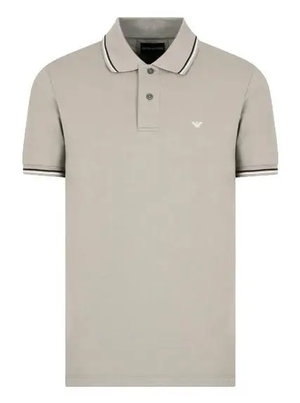 Emporio Armani Slim-fit Stretch Piqué Polo Shirt With Micro Eagle - Green