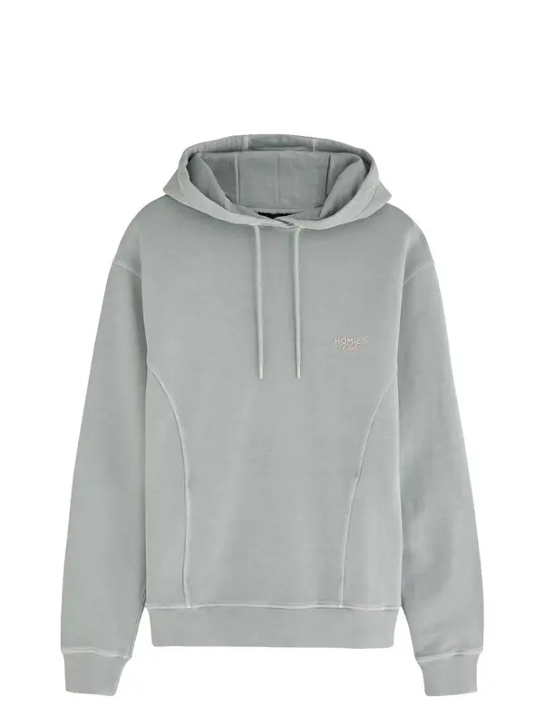 HOMIES MARBELLA Homies Club Logo Hooded Cotton Sweatshirt - Light Grey