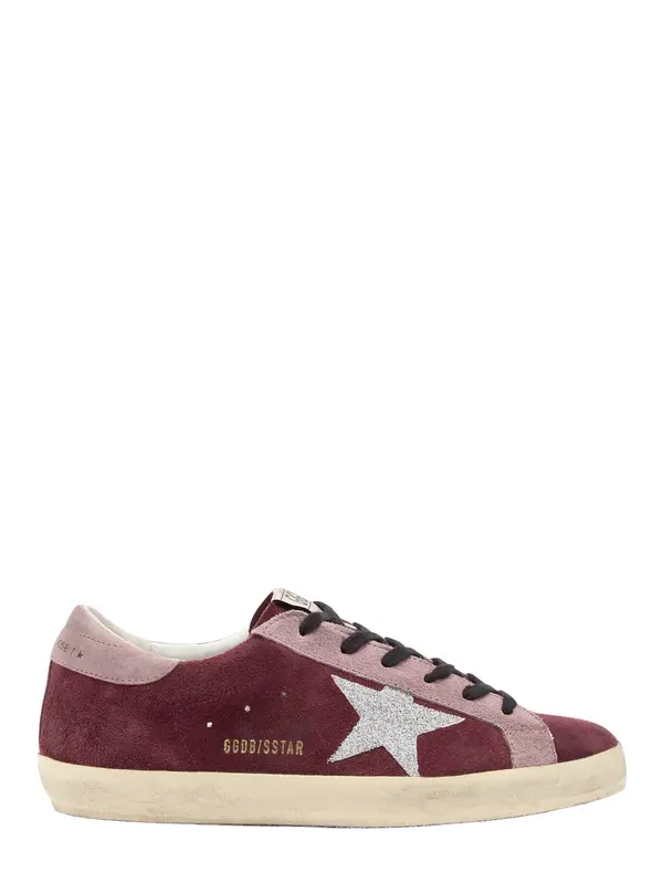 GOLDEN GOOSE Super-star Distressed Suede Sneakers - Burgundy