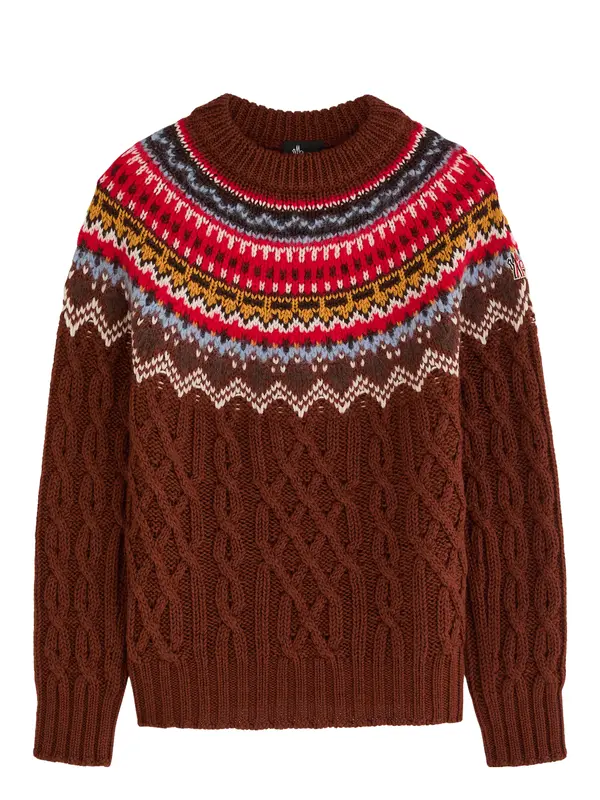 Moncler Fair Isle Intarsia Cable-knit Wool Jumper - Multicoloured