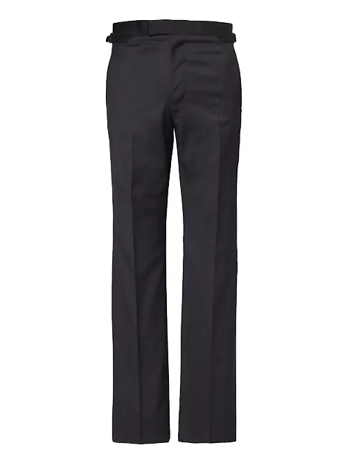 TOM FORD Adjustable-tab Straight-leg Wool Trousers - Black