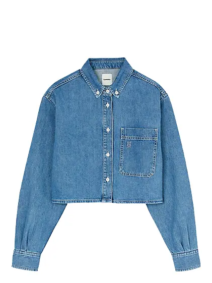 Sandro Long-sleeved Chest-pocket Denim Shirt - Bleus
