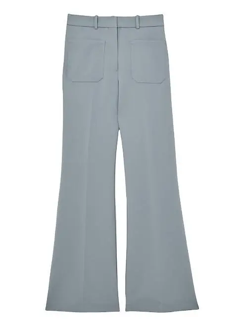 REISS Flared-leg Woven Trousers - Blue