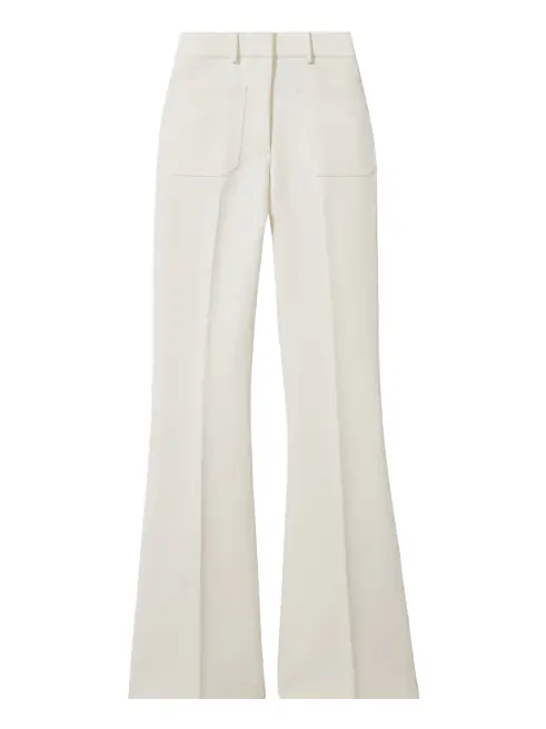 REISS Flared-leg Woven Trousers - Cream