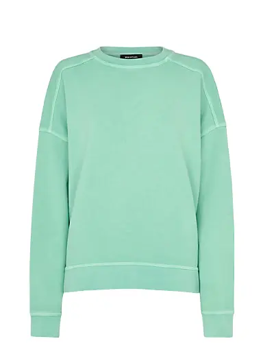 Whistles Contrast-stitch Relaxed-fit Cotton Sweatshirt - Green