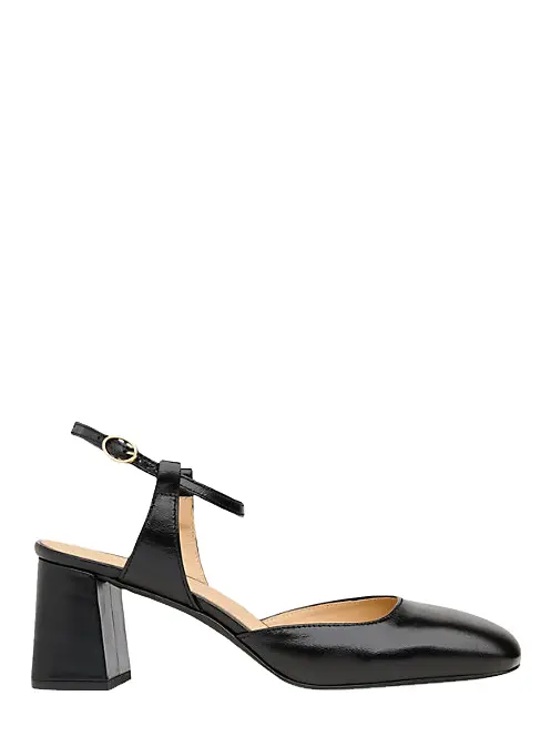 Whistles Leather Block-heel Slingback Shoes - Black
