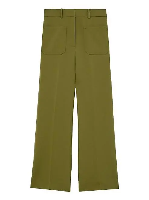 REISS Flared-leg Polyester-blend Trousers - Chartreuse Green
