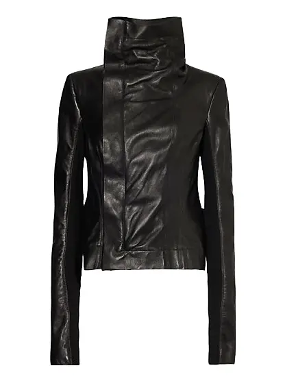 Rick Owens Naska Asymmetric-hem Leather Jacket - Black