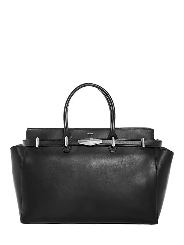 JIMMY CHOO Diamond Belted Leather Tote - Black/antique