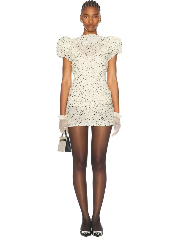 Magda Butrym Short Sleeve Mini Dress - Cream Dots