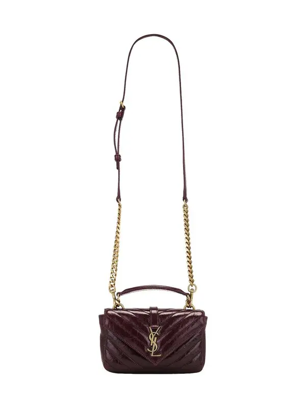 Saint Laurent Mini College Chain Bag - Hot Wine