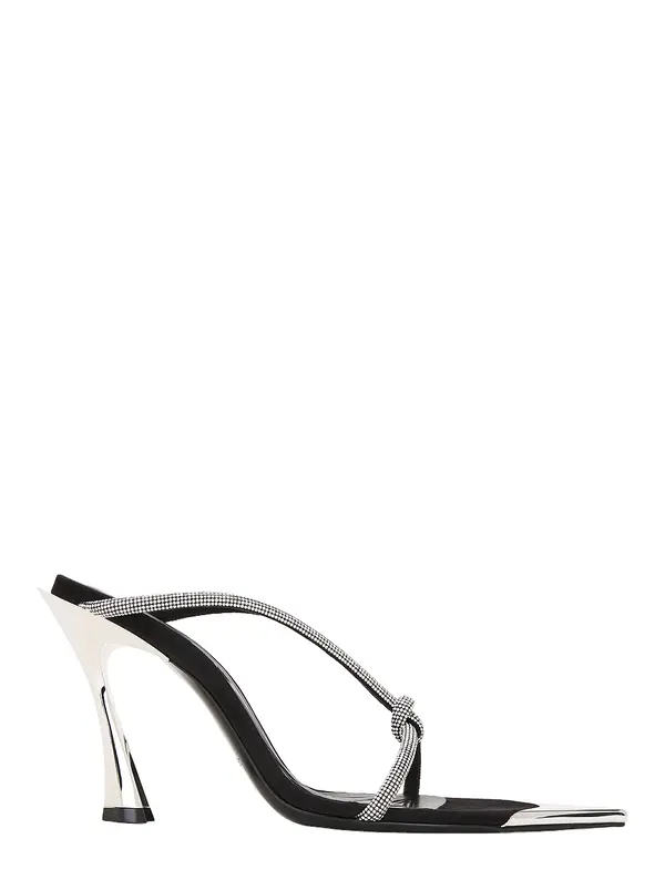 MUGLER Bombe' Mule - Black & Crystal