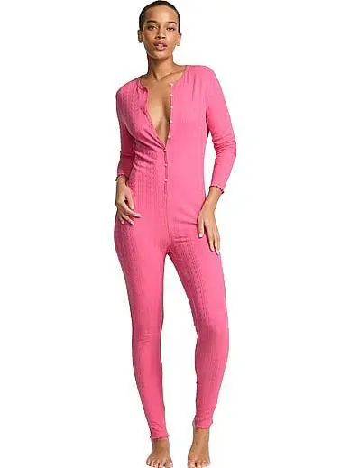 Victoria's Secret Cozy Pointelle Long Onesie - Pink