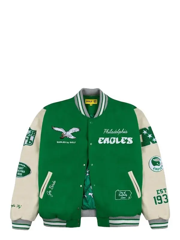 GOLF LE FLEUR Golf Wang X Nfl Eagles Letterman Jacket - Green