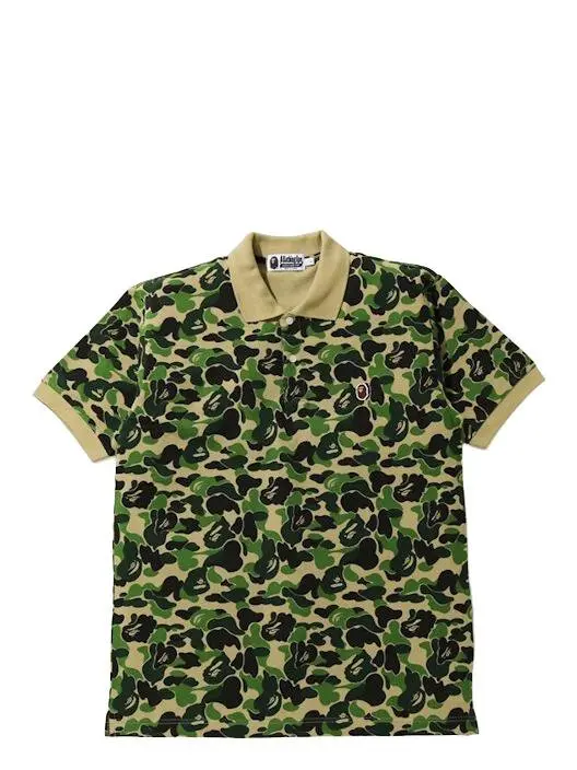 A BATHING APE Abc Camo Ape Head One Point Polo Shirt - Green