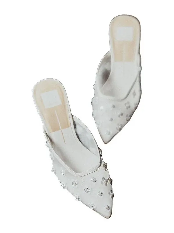 Dolce Vita Clara Pearl Kitten-heel Mules - White