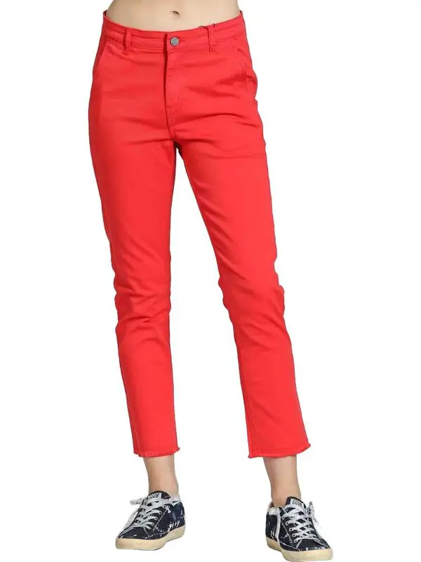 APNY Raw Hem Crop Trouser Jeans - Rocco Red