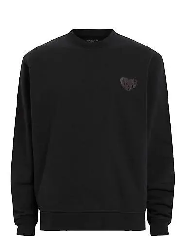 ALLSAINTS Lover Heart-patch Cotton Jumper - Washed Black