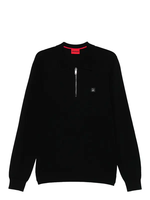 Hugo Knitted Polo Shirt - Black