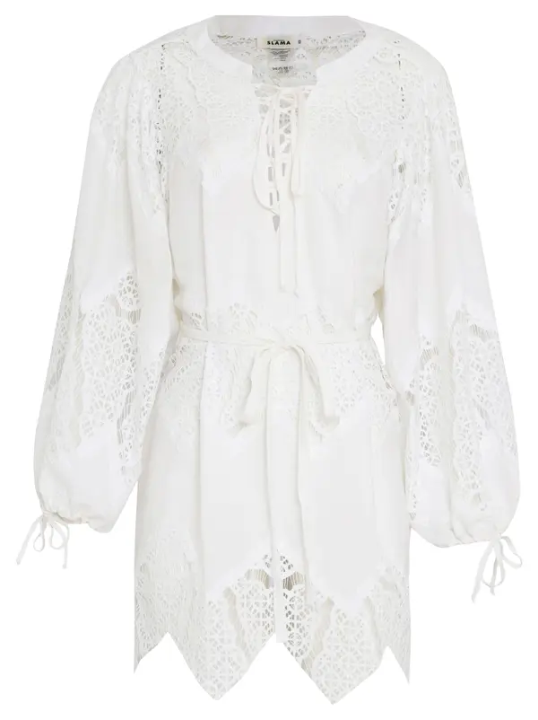 AMIR SLAMA Lace-panelled Dress - White