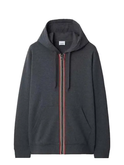 Burberry Hove Stripe Zip Hoodie - Dark Grey Melange