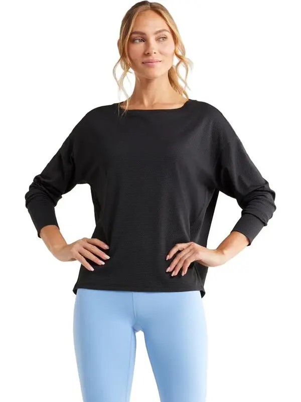Zella Textured Equilibrium Long Sleeve T-shirt - Black