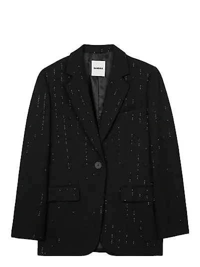 Sandro Notched-lapel Single-breasted Blazer - Noir / Gris
