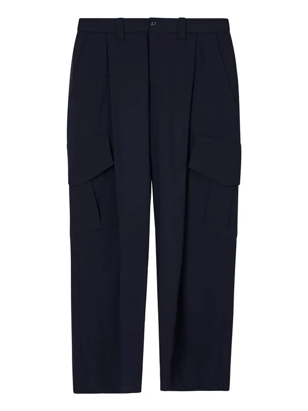 Giorgio Armani Single-pleat Pure Virgin Wool Crêpe Trousers - Navy_blue