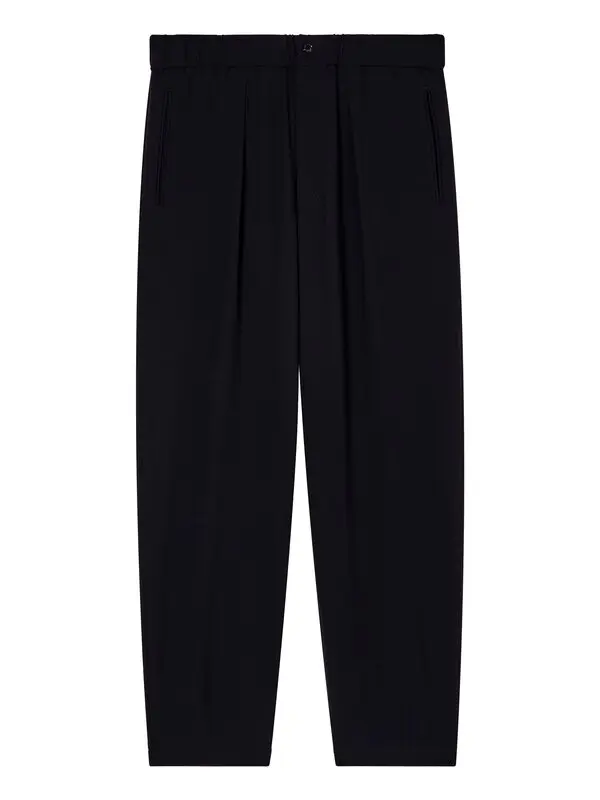 Giorgio Armani Single-pleat Virgin Wool Crêpe Trousers - Navy_blue