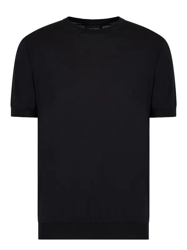 Giorgio Armani Short-sleeved Silk And Cotton Jumper - Black