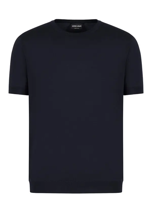 Giorgio Armani Short-sleeved Silk And Cotton Jumper - Blue