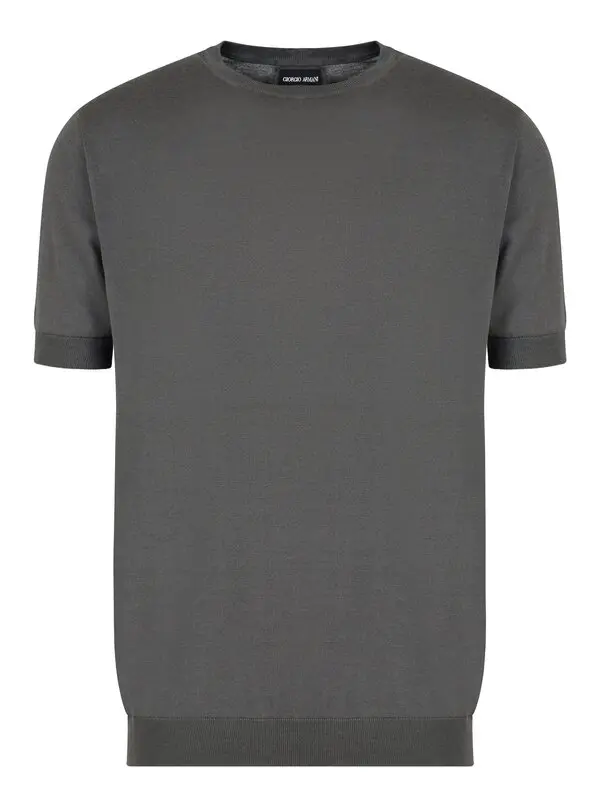 Giorgio Armani Short-sleeved Silk And Cotton Jumper - Grey