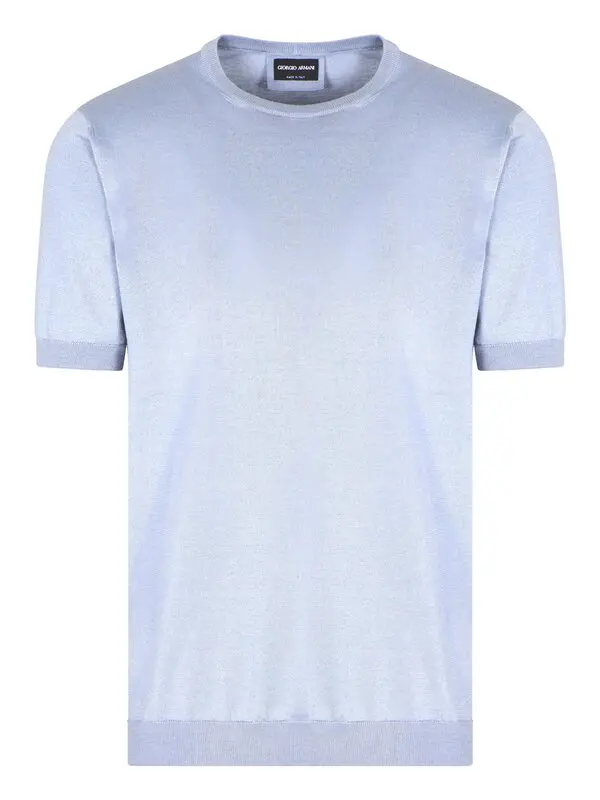 Giorgio Armani Short-sleeved Silk And Cotton Jumper - Light_blue
