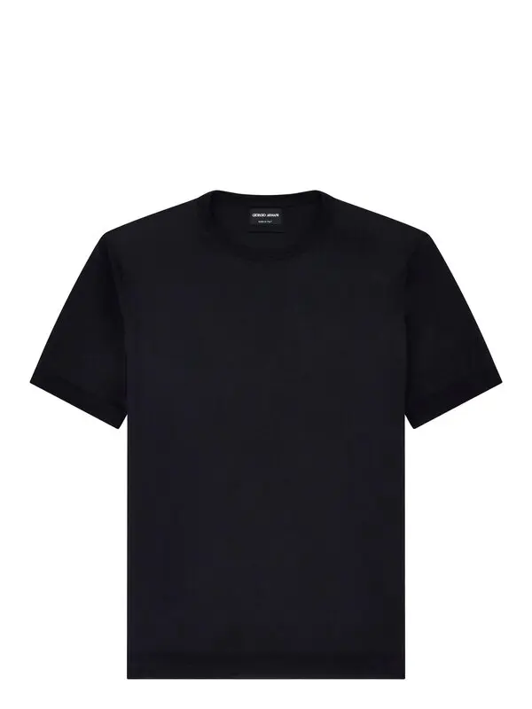 Giorgio Armani Short-sleeved Silk And Cotton Jumper - Navy Blue