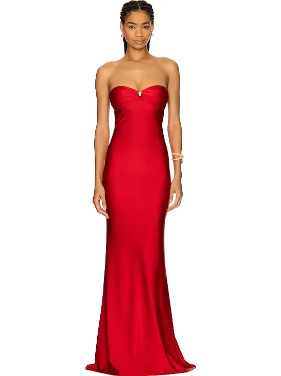 SHANI SHEMER Cascade Maxi Dress - Scarlet Red