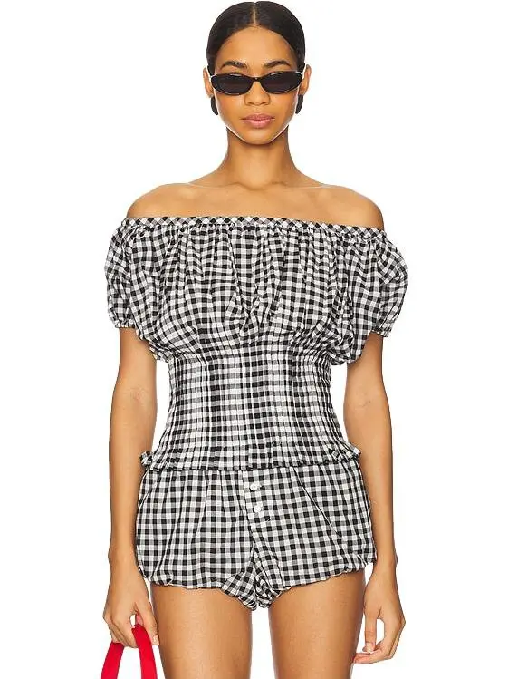 Frankies Bikinis Cider Blouse - Black Gingham
