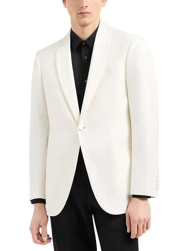 Emporio Armani G Line Regular Fit Satin Shawl Lapel Dinner Jacket - Cream