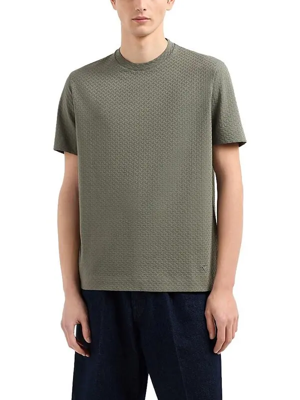 Emporio Armani Jacquard Basketweave Tee - Basil Green